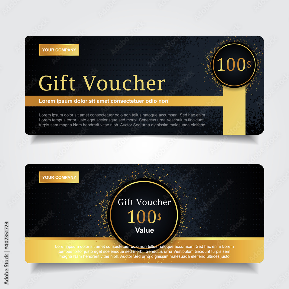 Collection of luxury gift cards and invitations with elegant gold ...