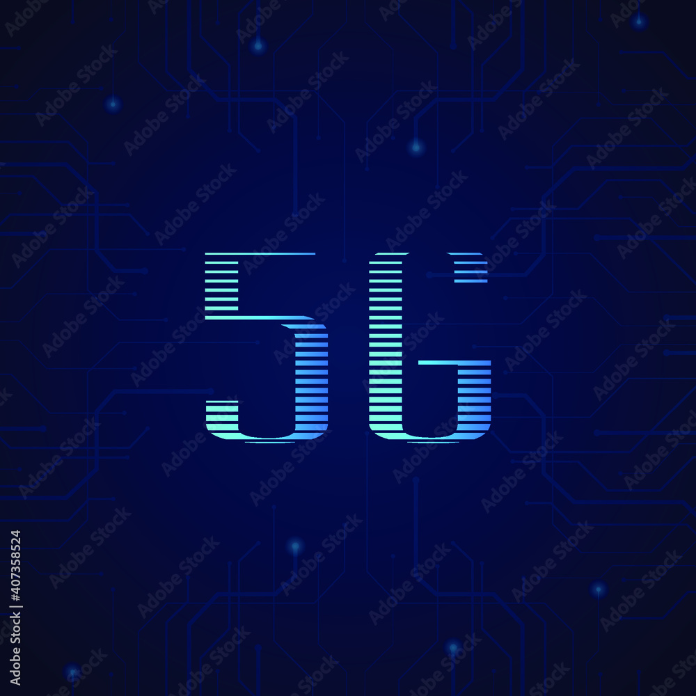 5G network technology logo green blue gradient symbol vector on dark ...