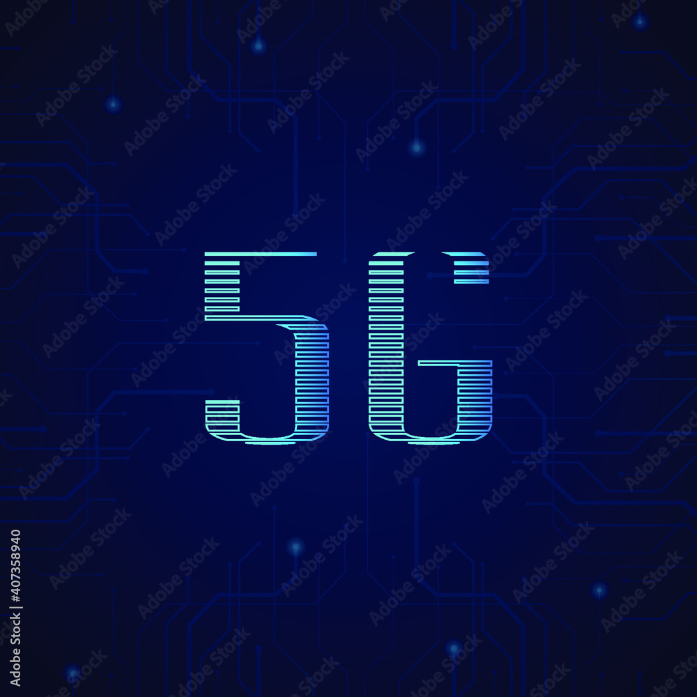 5G network technology logo green blue gradient symbol vector on dark ...