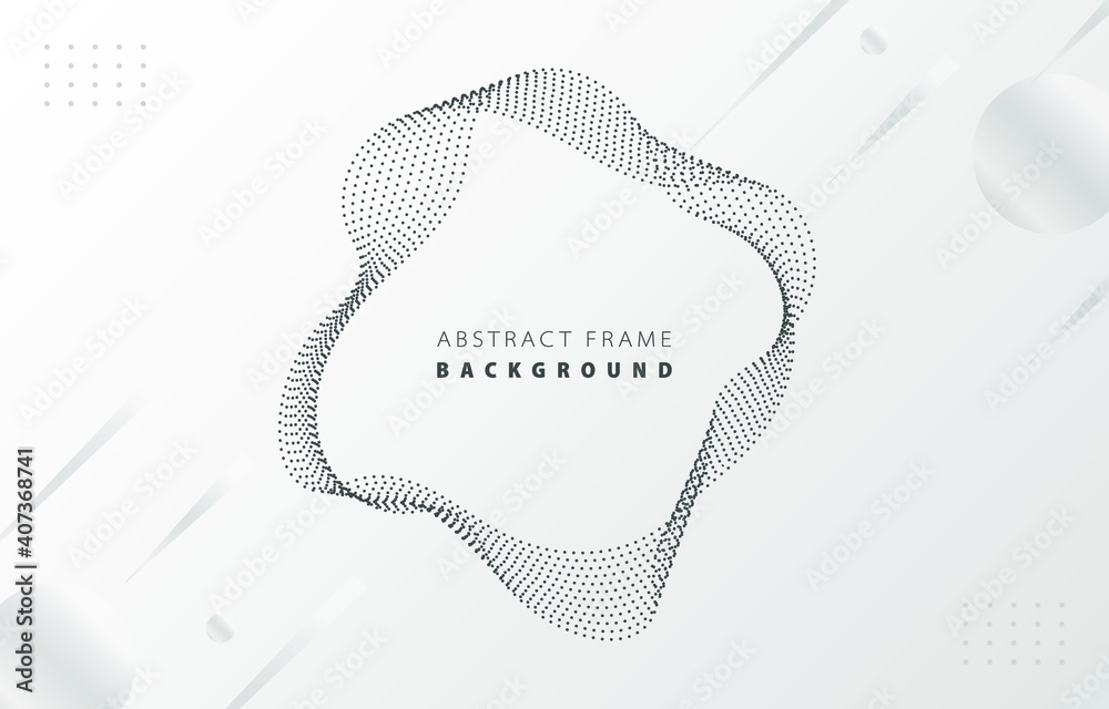 Futuristic black gradient dot wave frame vector white Memphis ...