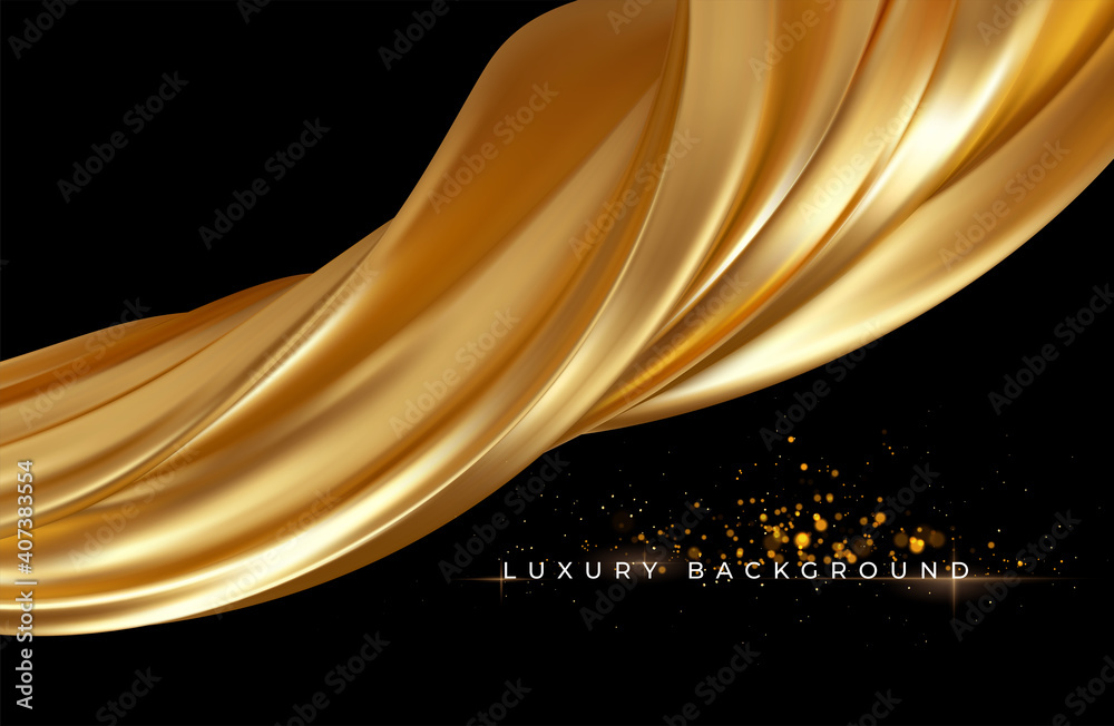Gold metallic silk flowing wave luxury trendy background. Background ...
