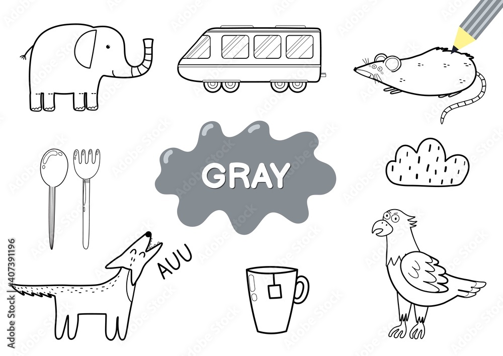 Color the elements in gray. Coloring page for kids. Educational ...