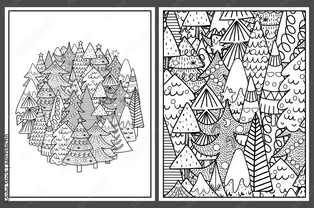 Winter Trees Coloring Pages For Kids