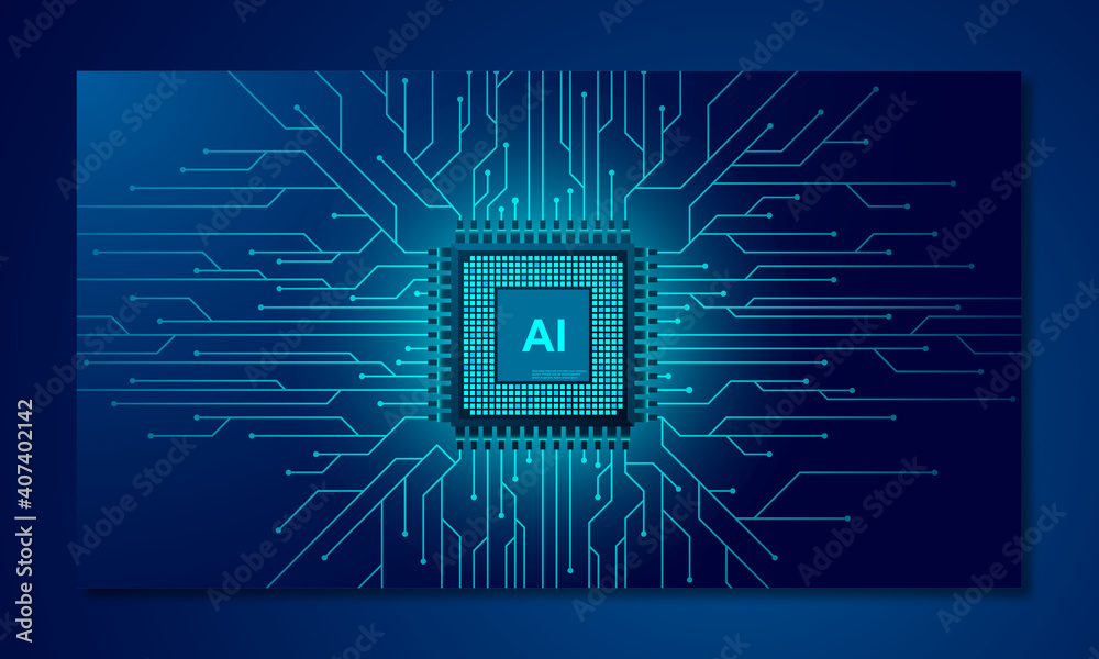 Artificial intelligence web banner. 3D isometric illustration of a ...