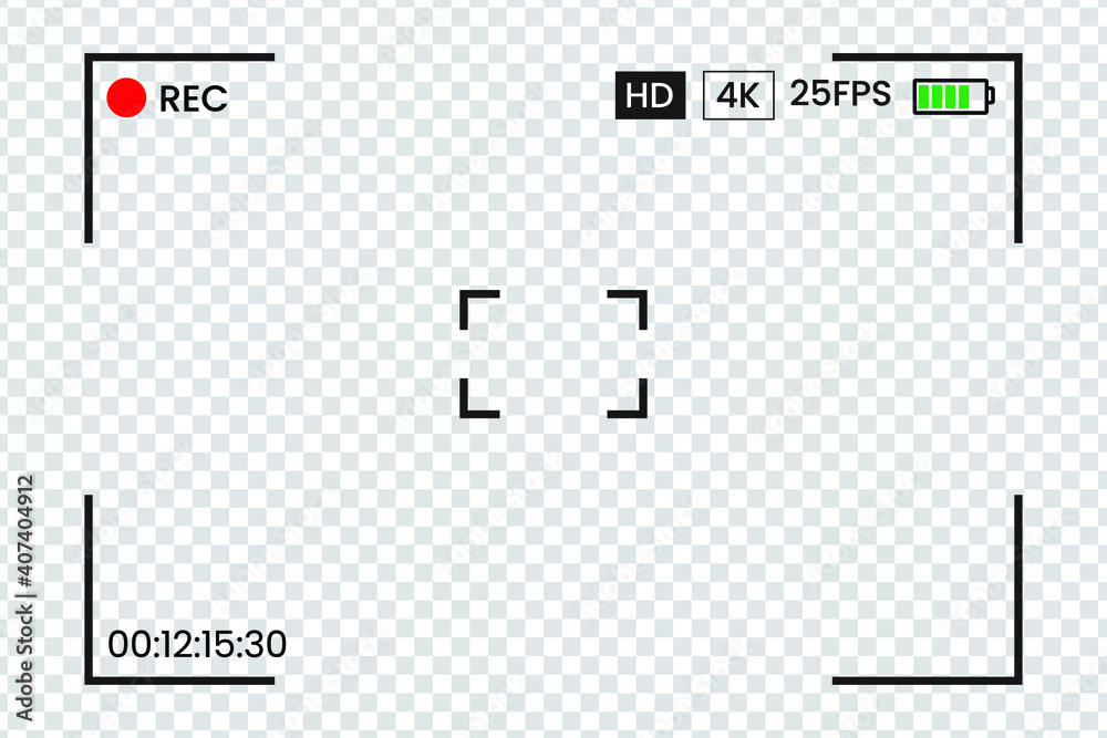 Camera frame viewfinder vector screen of video recorder digital display ...