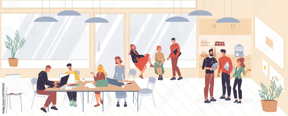 Cartoon flat characters office workers,busy employees doing various ...