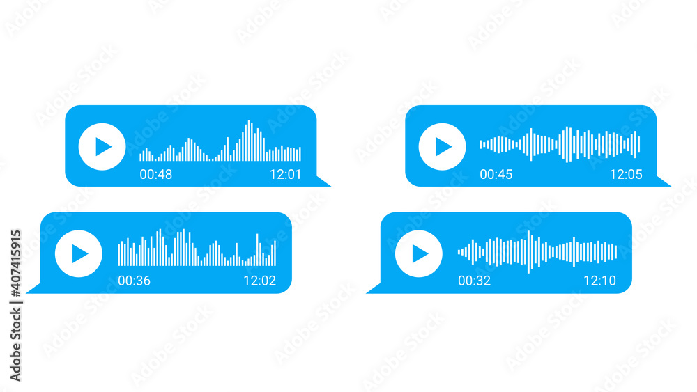 voice messages bubbles for social media chat. vector illustration asset ...