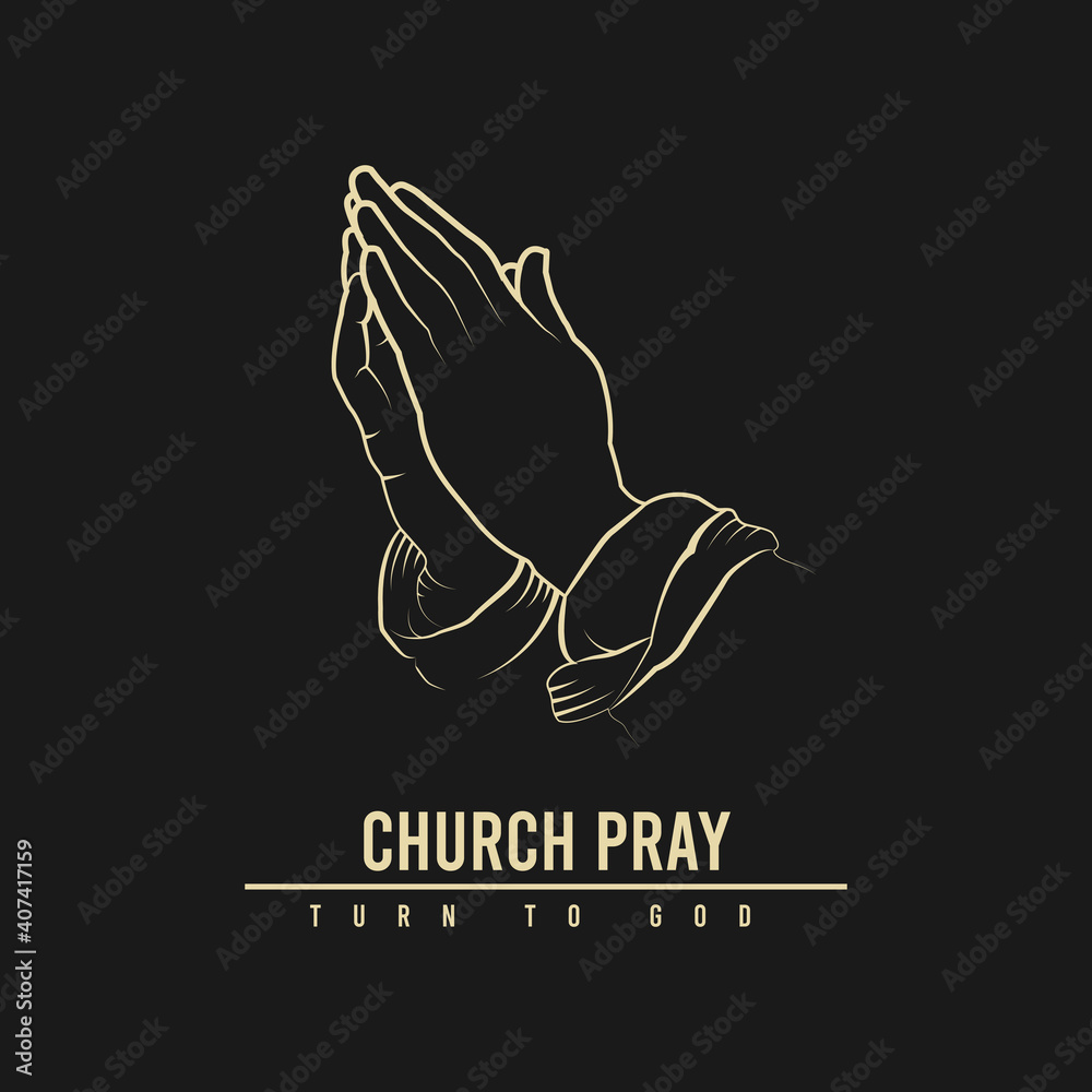church pray logo design, hand illustration design Stock Vector | Adobe ...