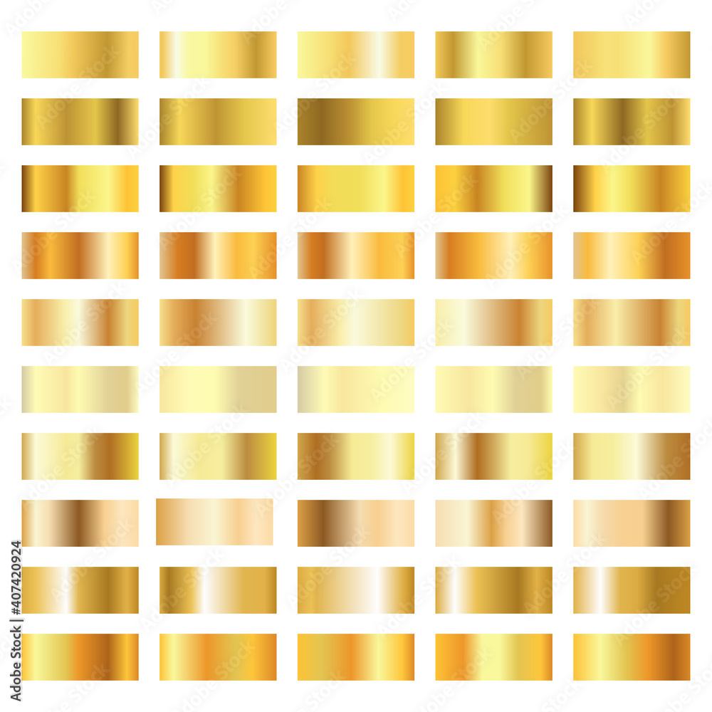 Golden gradient collection. Gold, golden gradient, pattern. Metal ...