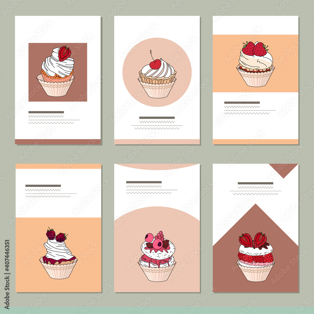 Set with different food templates. Cards for restaurant and cafe design ...