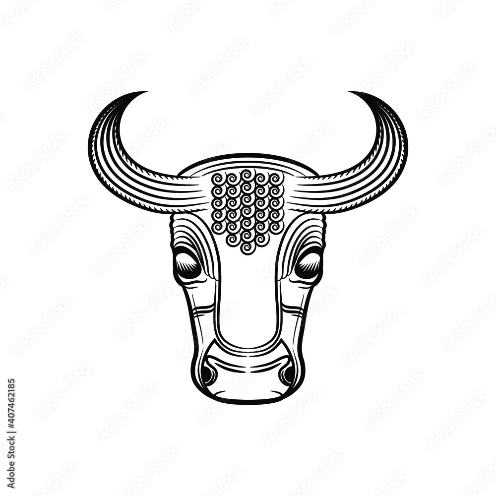 Vector modern beautiful illustration of a stylized bull head. Figure ...