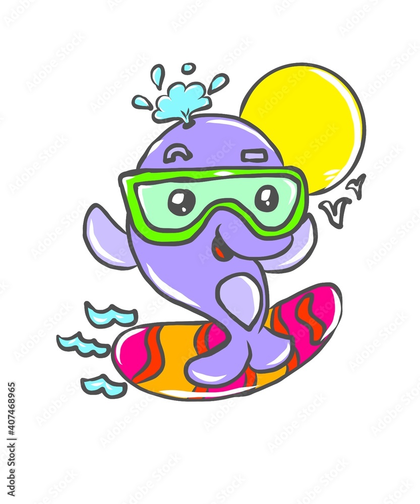 Sommer Urlaub Cartoon Lustig Strand Baden ilustración de Stock | Adobe ...