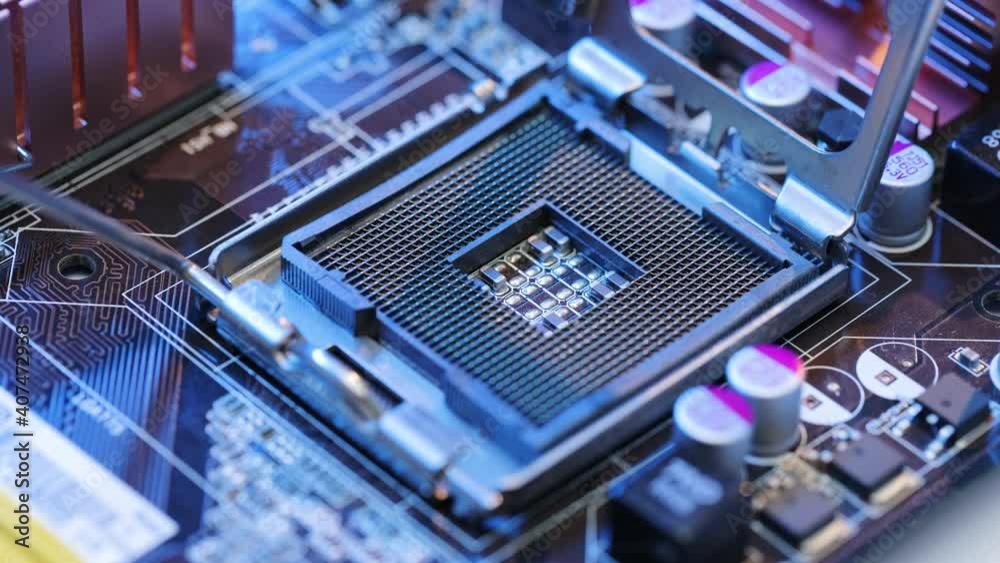 Concept of computer, motherboard, hardware and technology. Computer ...