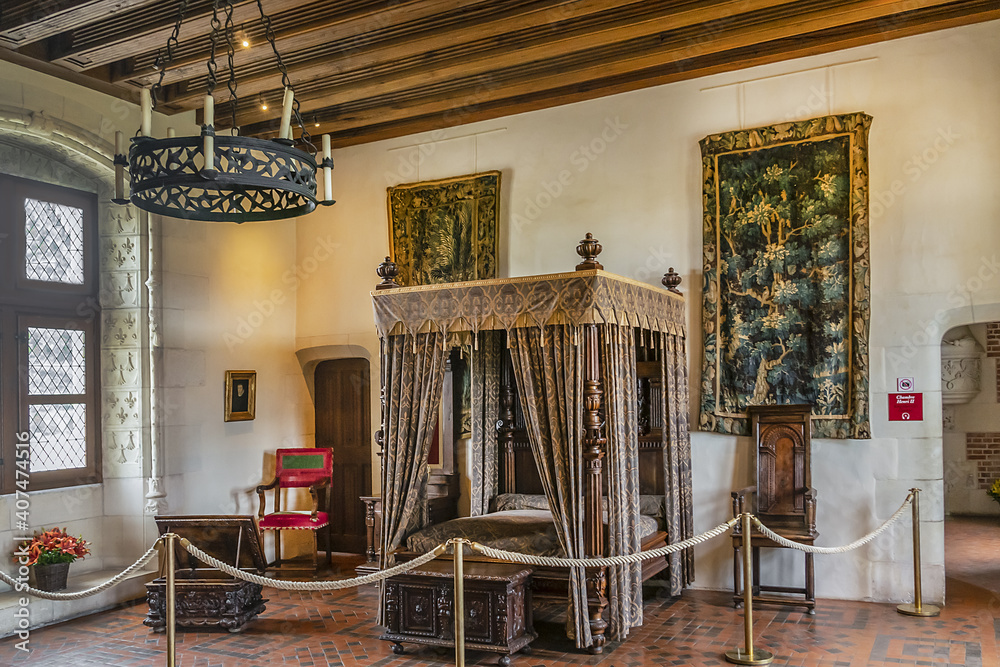Interior of beautiful medieval castle - Chateau d'Amboise (late XV ...