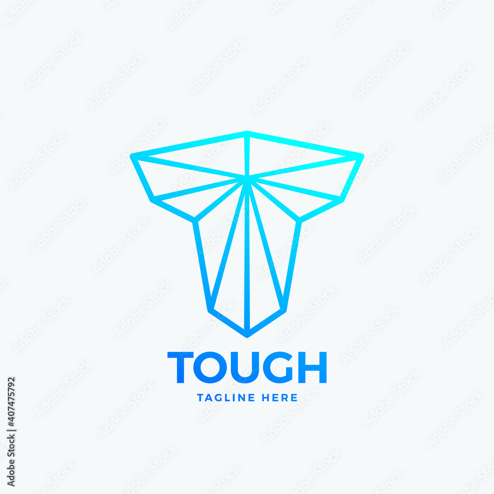 Tough Letter T Abstract Vector Emblem, Sign or Logo Template. Line Art ...