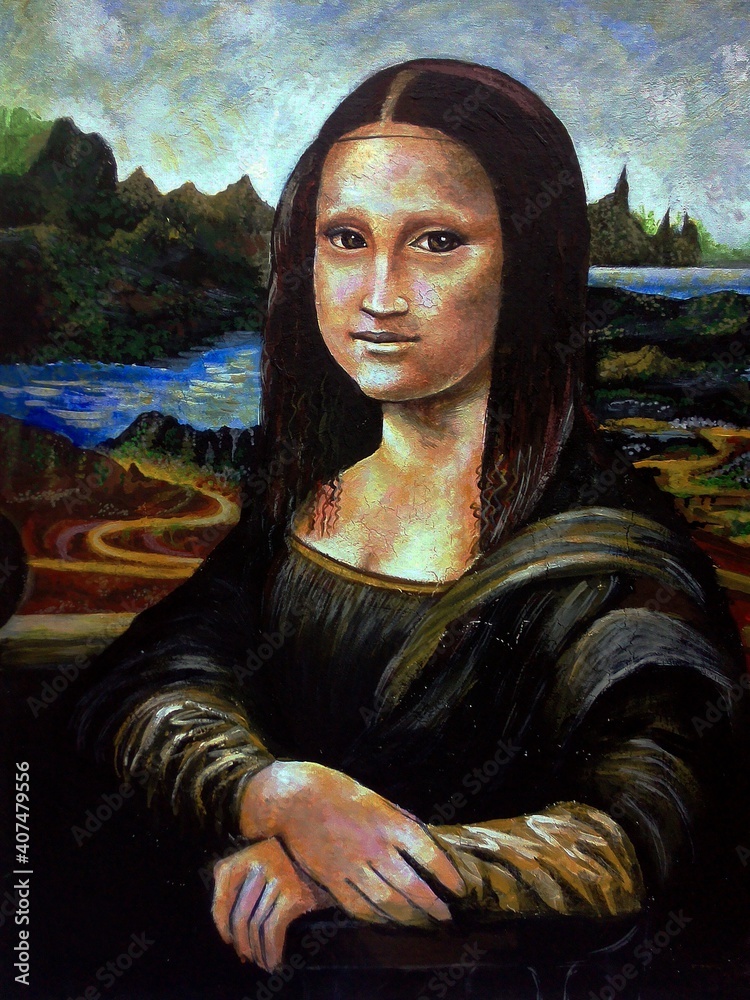 Oil color Paintig Face Cute female , woman , Mona Lisa , Leonardo da ...