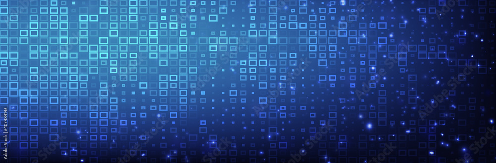 Abstract technology Background. Blue Pixel pattern. Futuristic vector ...