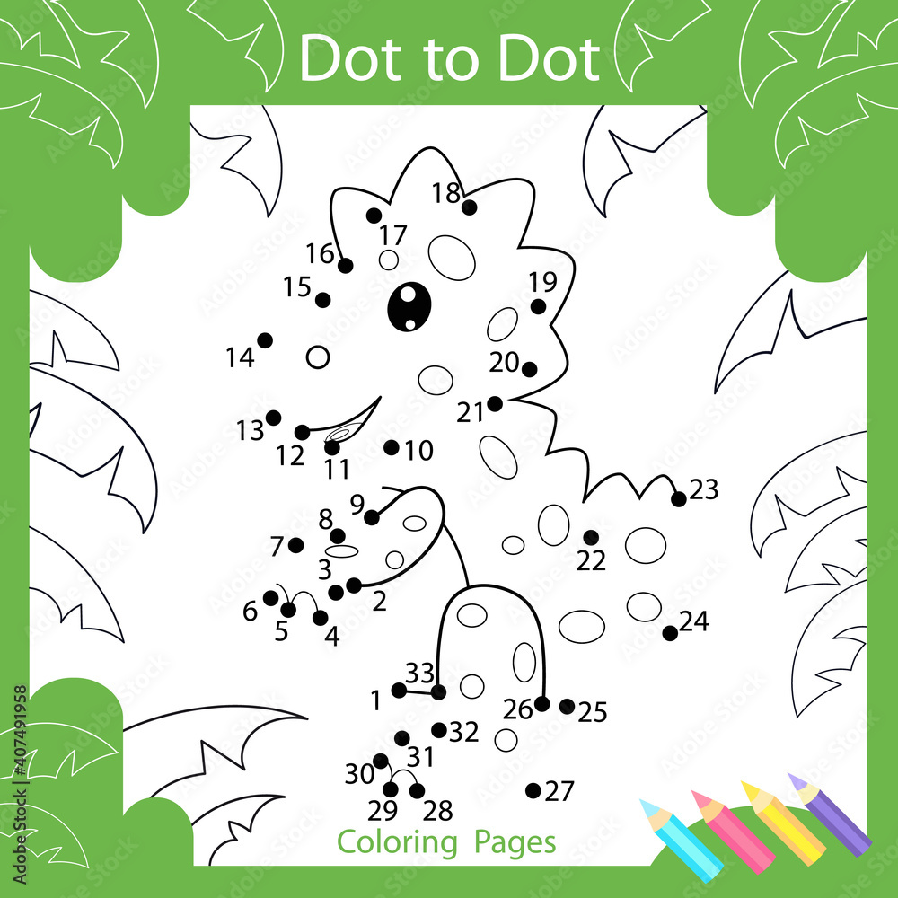Dot to dots drawing worksheets. Drawing tutorial with a cute dinosaur ...