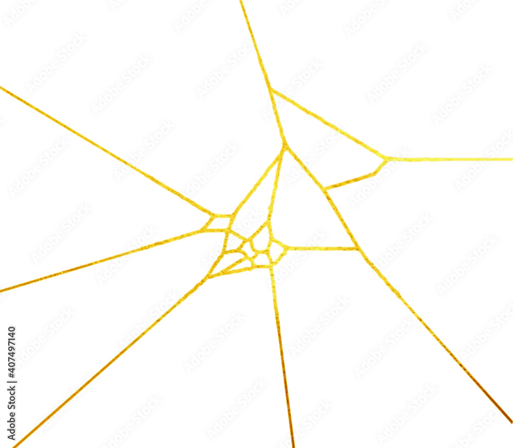 Simple gold line pattern. Kintsugi crack vector card on white ...