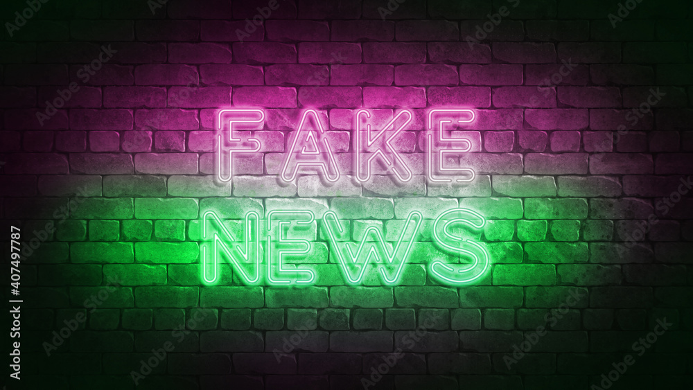 fake news neon sign in vintage style background. Online communication ...