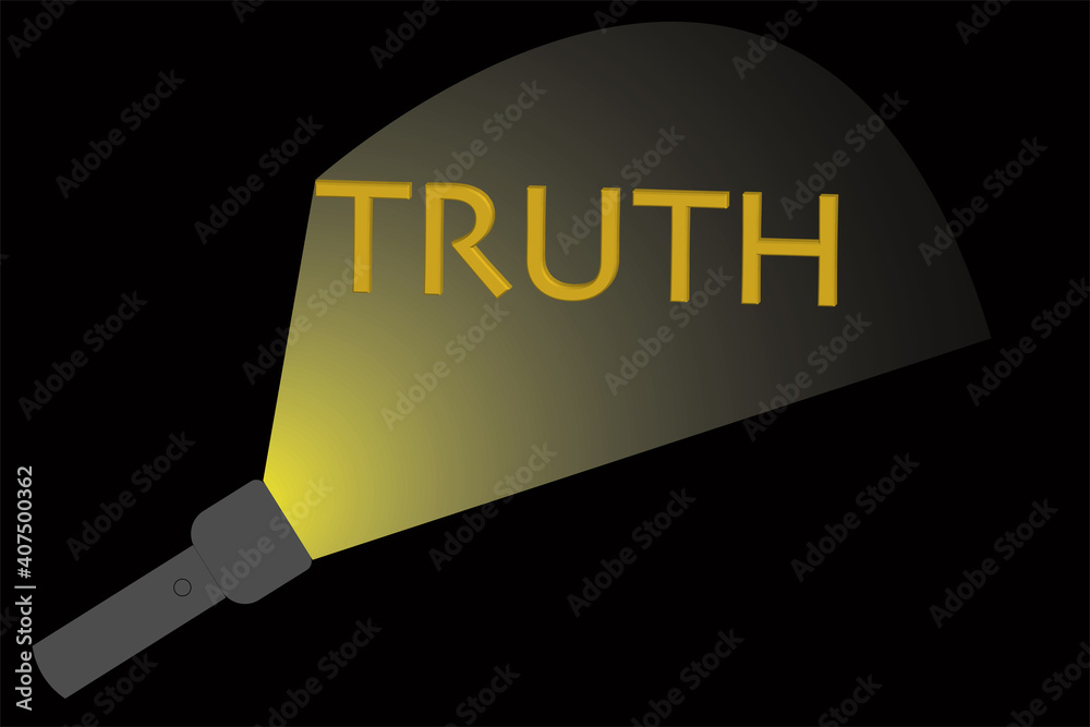 Flashlight shines light on Truth concept graphic Stock Illustration ...
