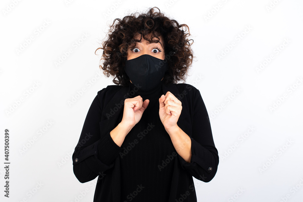 Portrait of desperate and shocked young beautiful caucasian woman ...