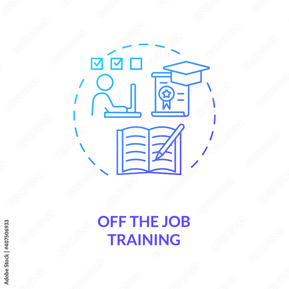 Off-the-job training concept icon. Staff development method idea thin ...