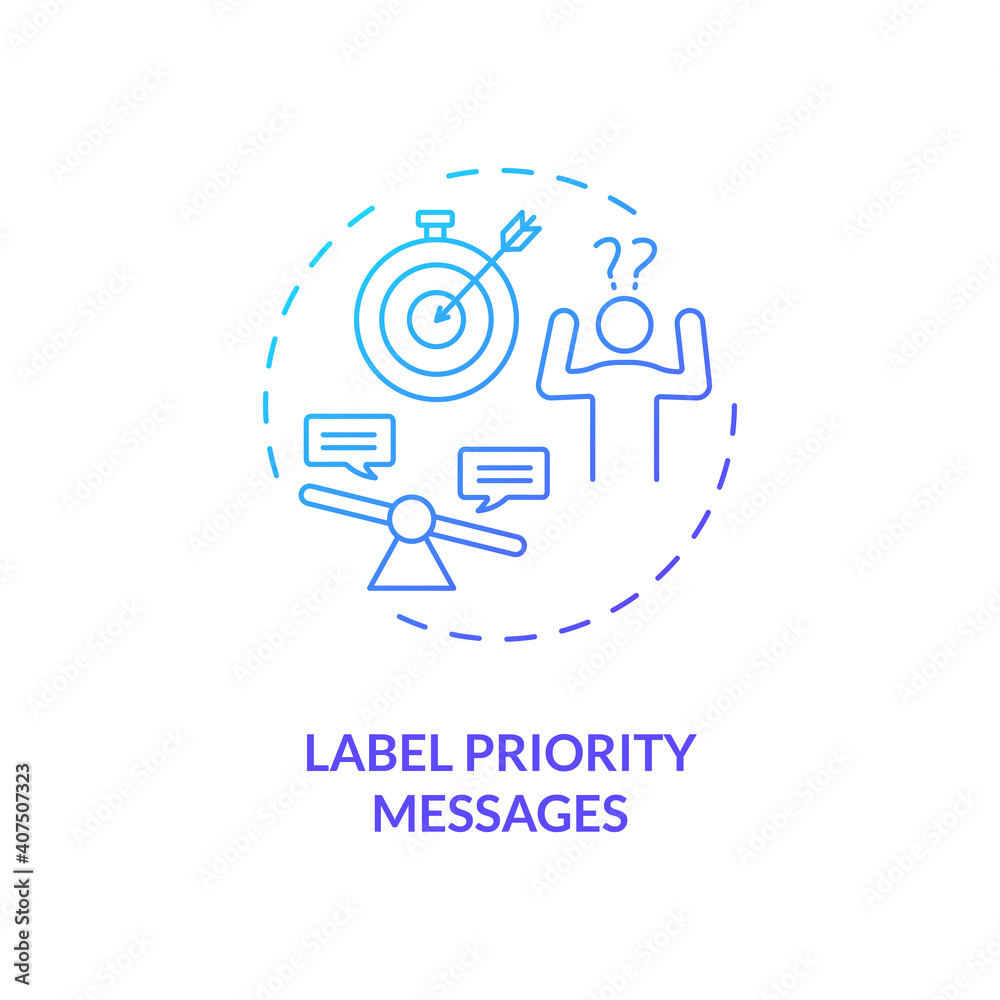 Labeling priority messages concept icon. Staff reboarding tip idea thin ...
