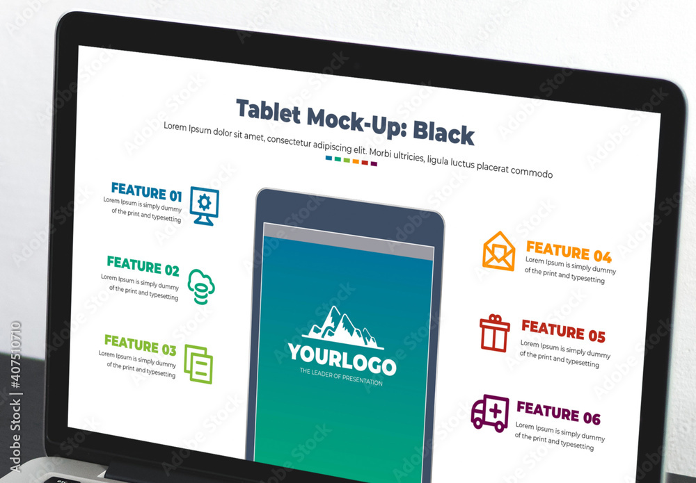 Tablet Mock-Up Black with Mobile Smartphone Stock Template | Adobe Stock