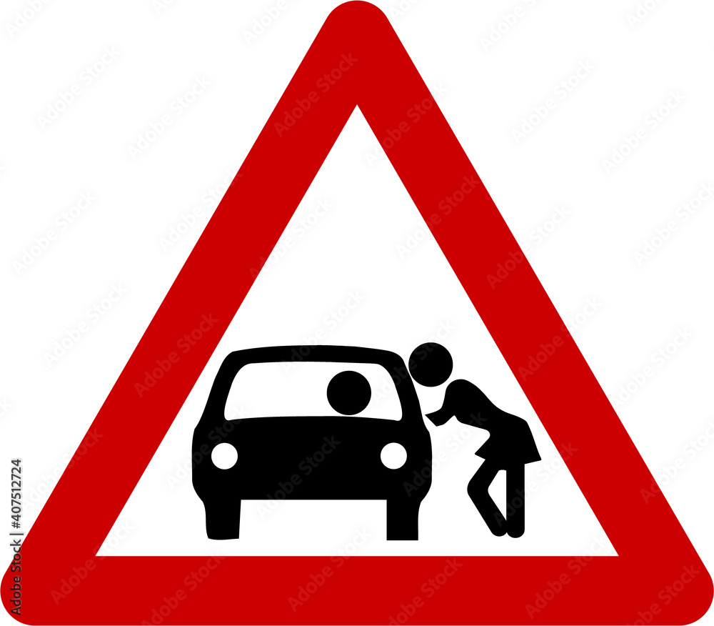 Warning sign for prostitution area Stock Illustration | Adobe Stock