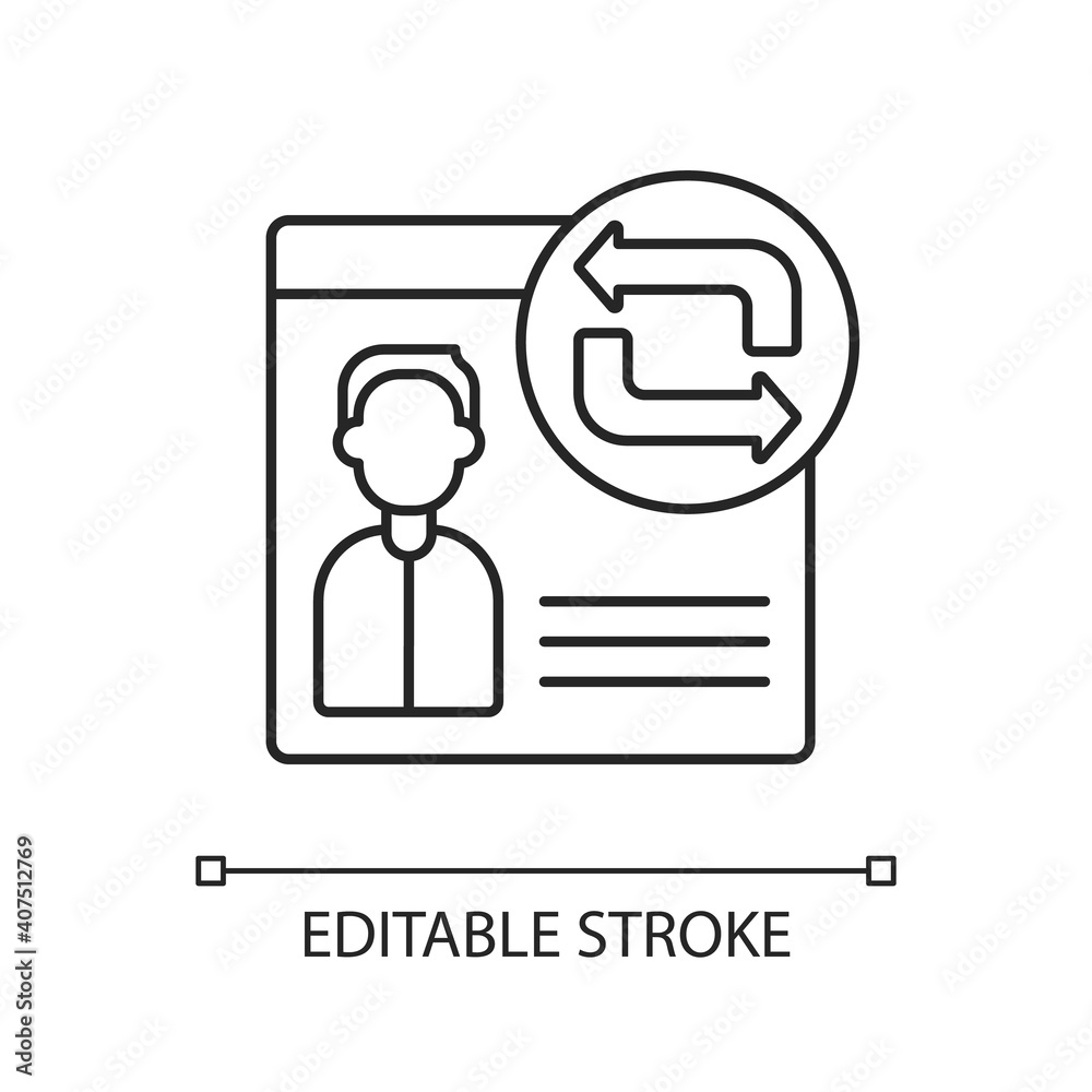 Returning visitor linear icon. Visitor who can be identified with ... Returning visitor linear icon. Visitor who can be identified with ...