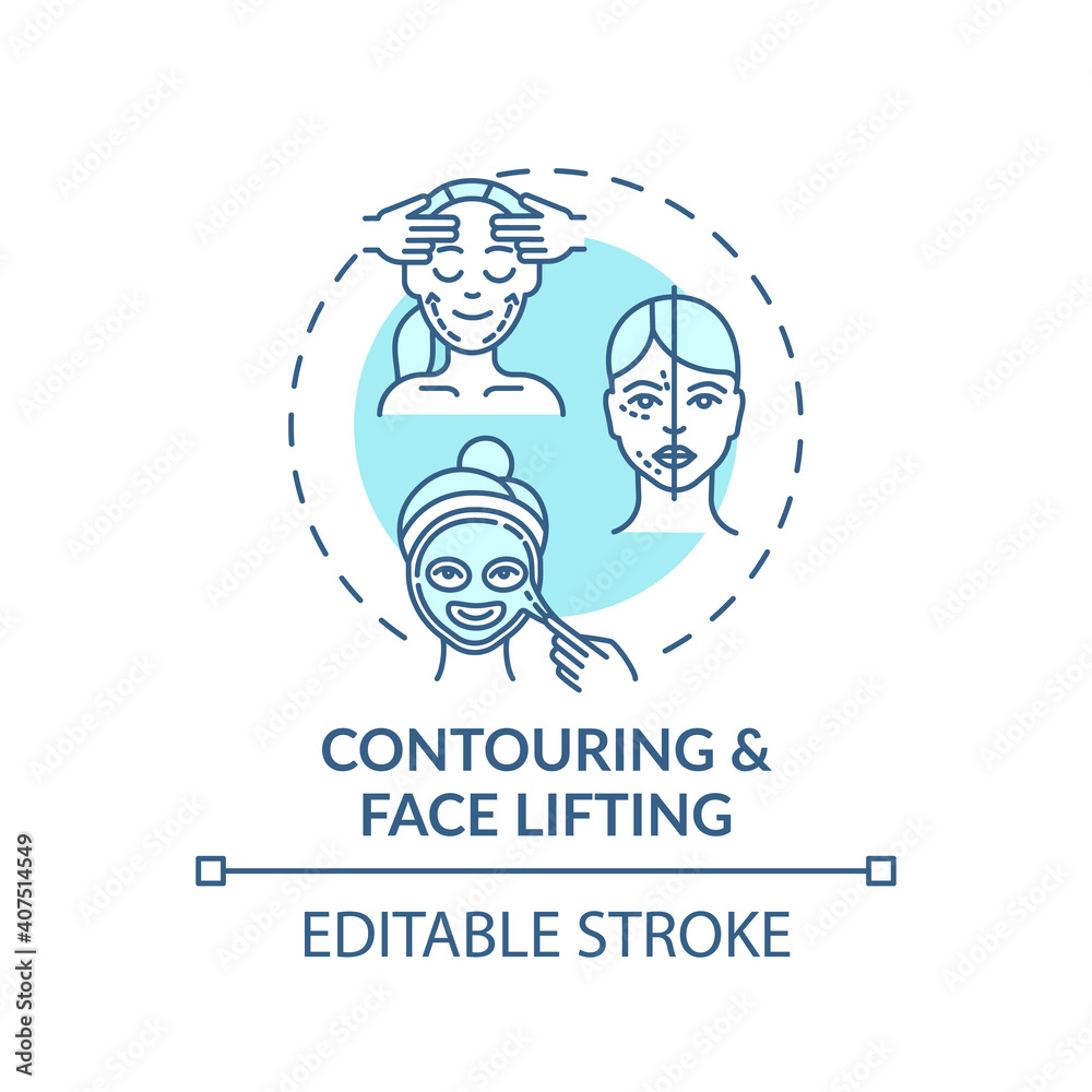 Contouring and face lifting concept icon. Face mask idea thin line ...