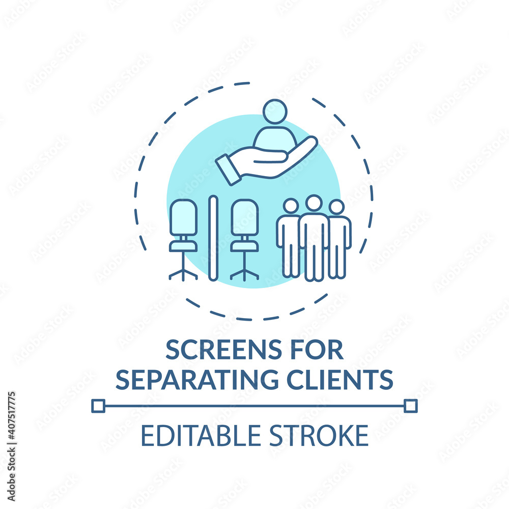 Screens for separating clients concept icon. Limiting potential virus ...