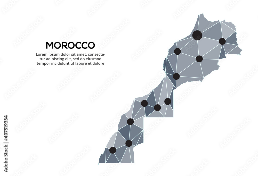 Morocco communication network map. Vector image of a low poly global ...
