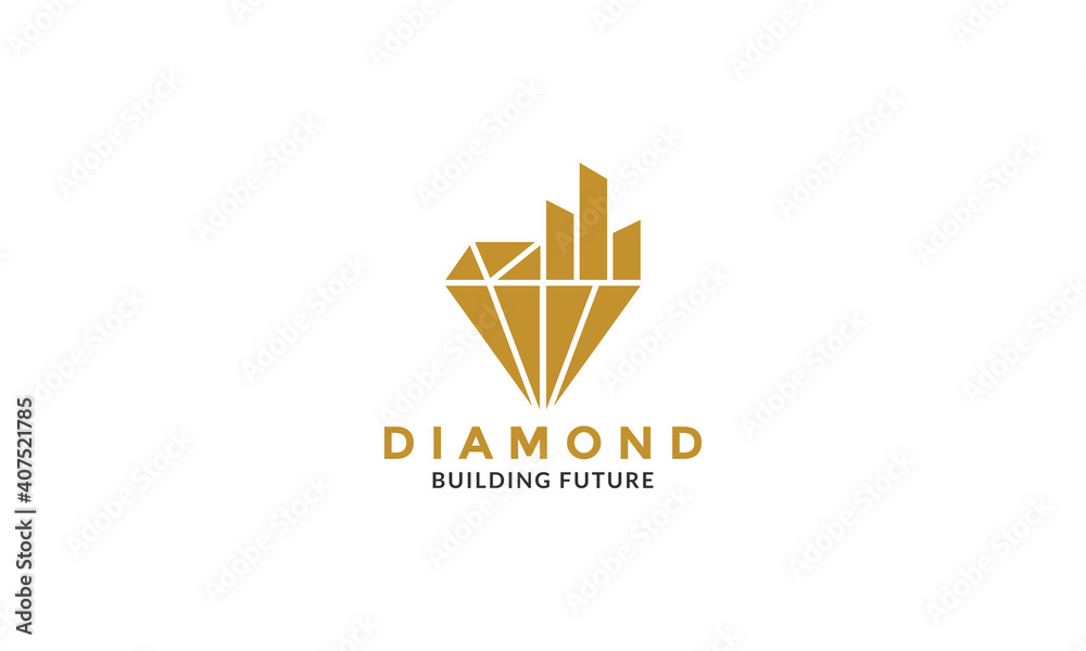 diamond with building construction estate logo symbol icon vector ...