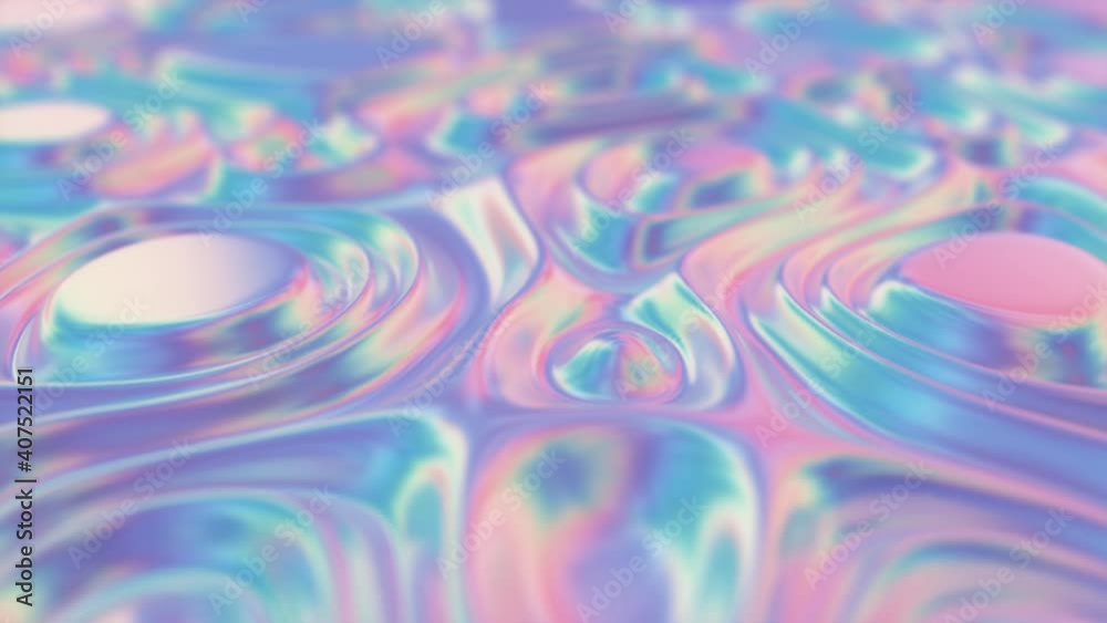 Animated 3D waving fabric texture. Liquid holographic background ...