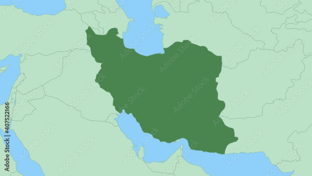 Map of Iran with pin of country capital. Iran Map with neighboring ...