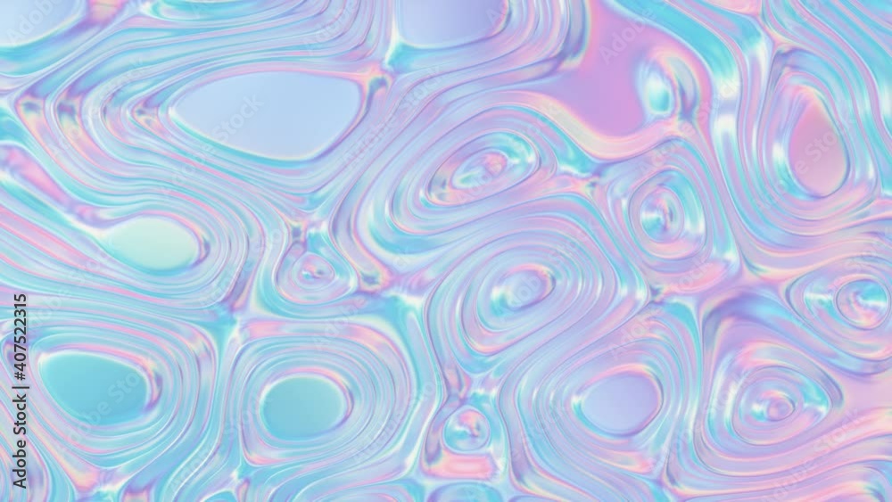 Animated 3D waving fabric texture. Liquid holographic background ...