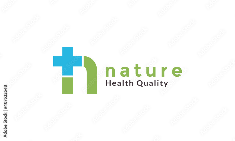 letter n with cross medical healthcare logo symbol icon vector graphic ...