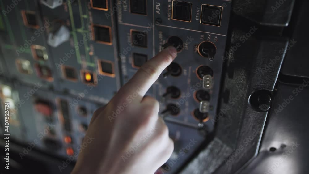 Video Stock Autopilot control element of an airliner.Panel of switches ...