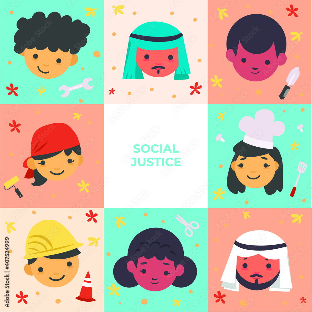 Set mix race people avatars racial equality, social justice, stop ...