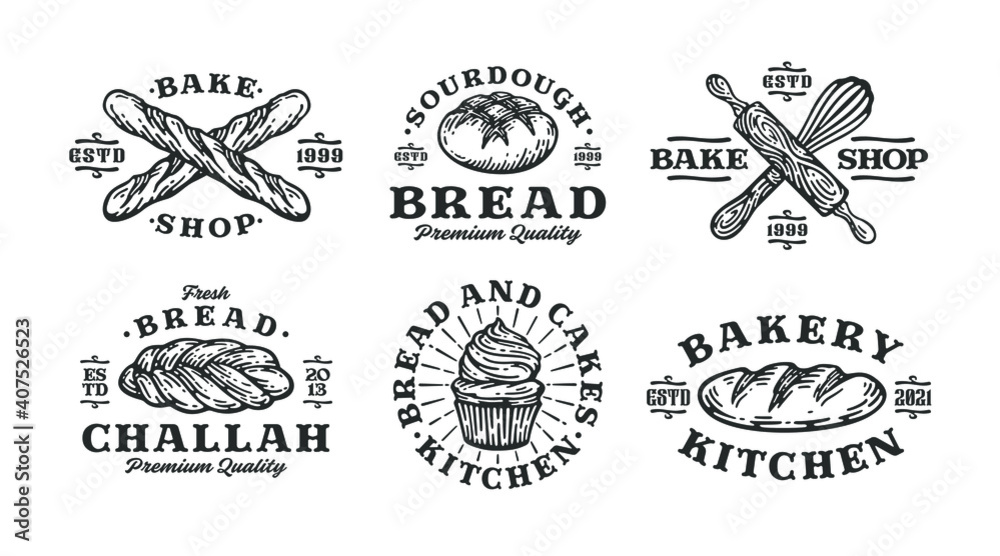 Set bakery logo - vector illustration. Bakery emblem design on white ...