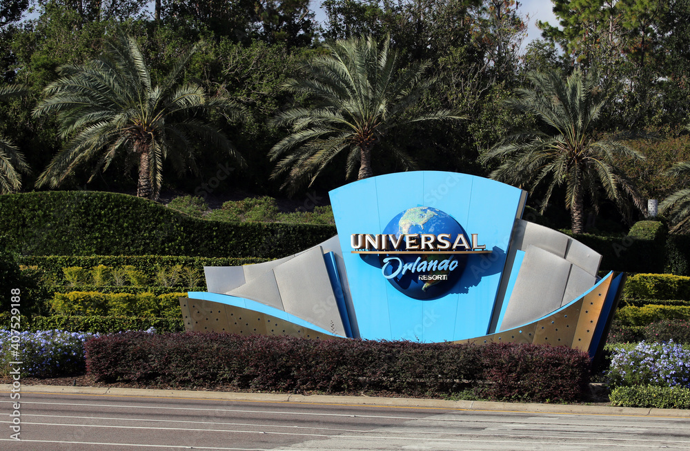 Orlando, Florida, USA - November 13, 2017: An entrance to Universal ...