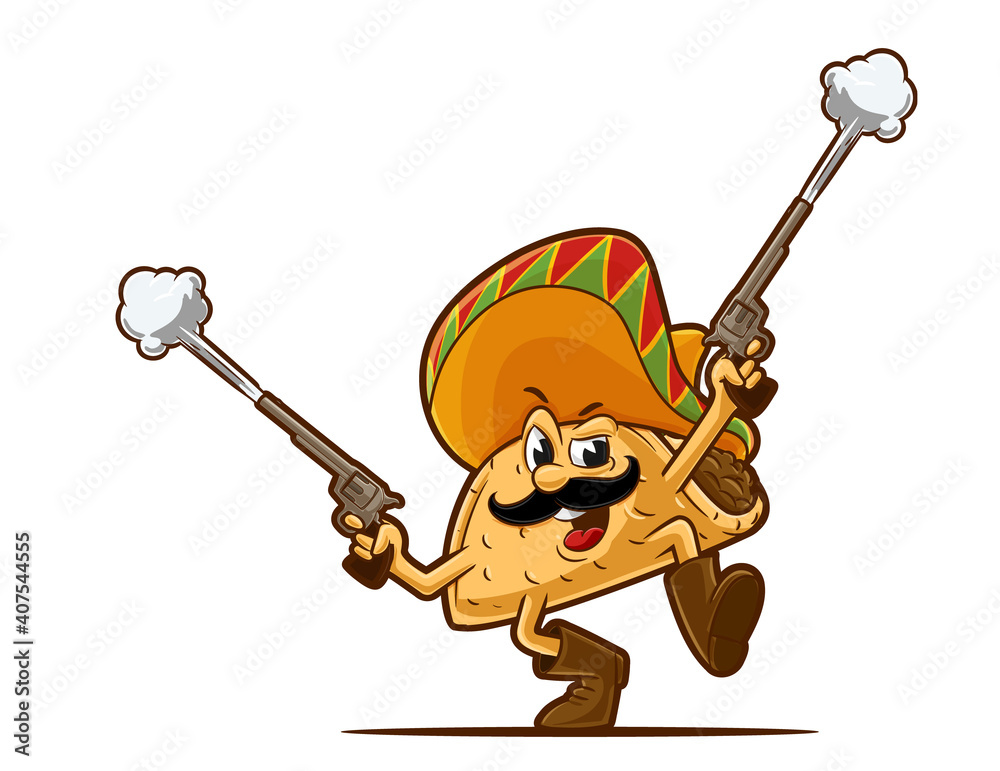 cartoon mexican taco with guns Stock Vector | Adobe Stock