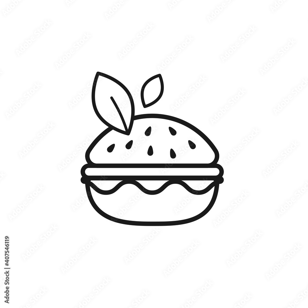 Vegetarian burger icon. Healthy fast food sign. Burger symbol. Linear ...