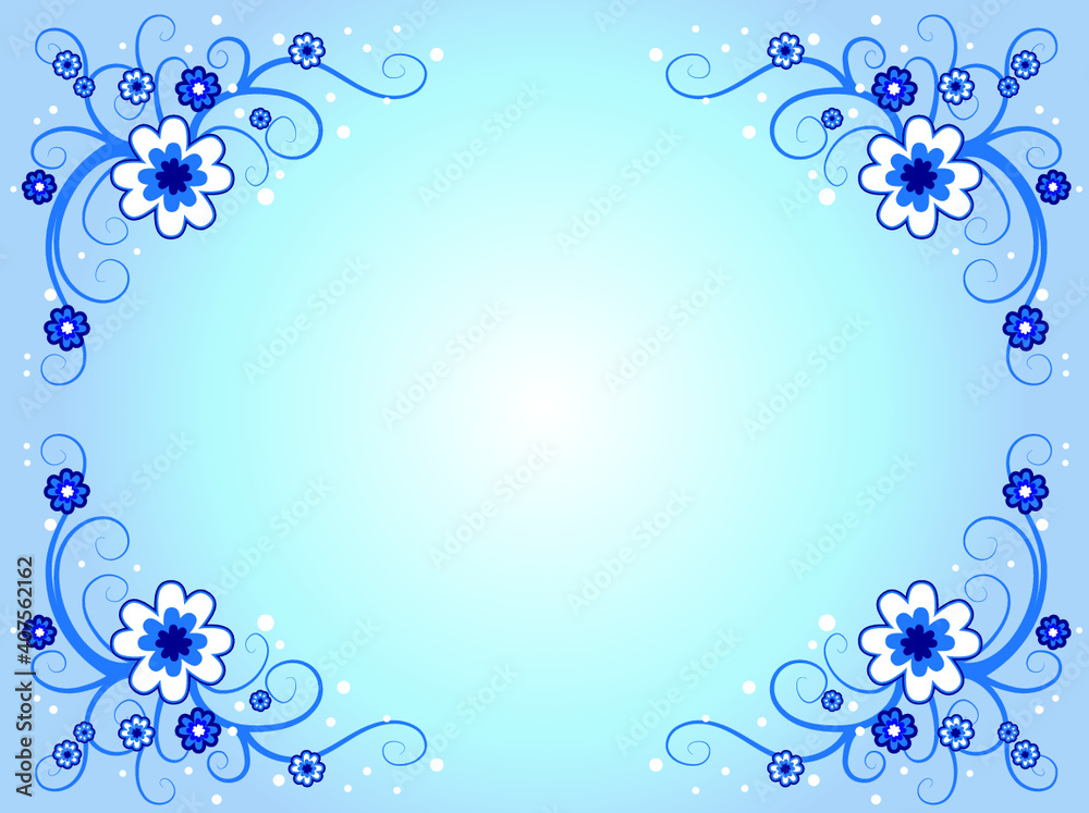 vector blue flowers background border Stock Vector | Adobe Stock