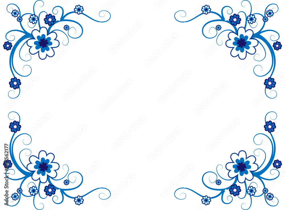 vector blue flowers background border Stock Illustration | Adobe Stock