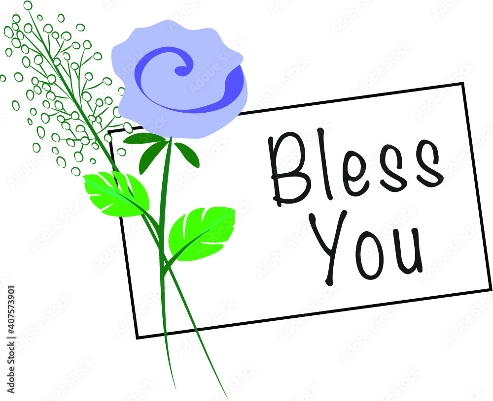 vector drawing rose with card bless you Stock Vector | Adobe Stock