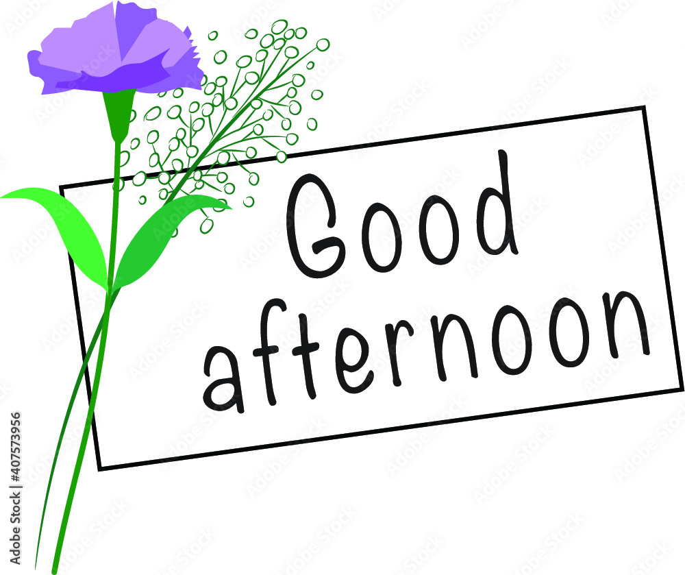 vector drawing carnation flower with card good afternoon Stock Vector ...