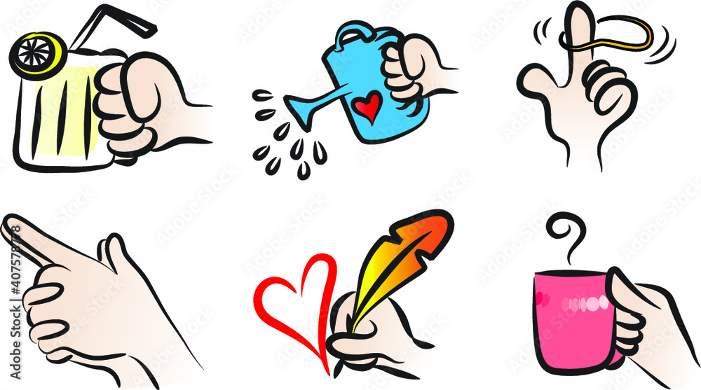vector drawing hands emoji set Stock Vector | Adobe Stock